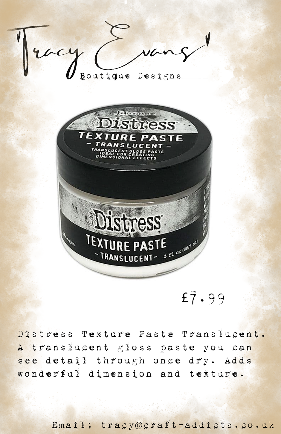 Distress Range – Tracy Evans Boutique Designs