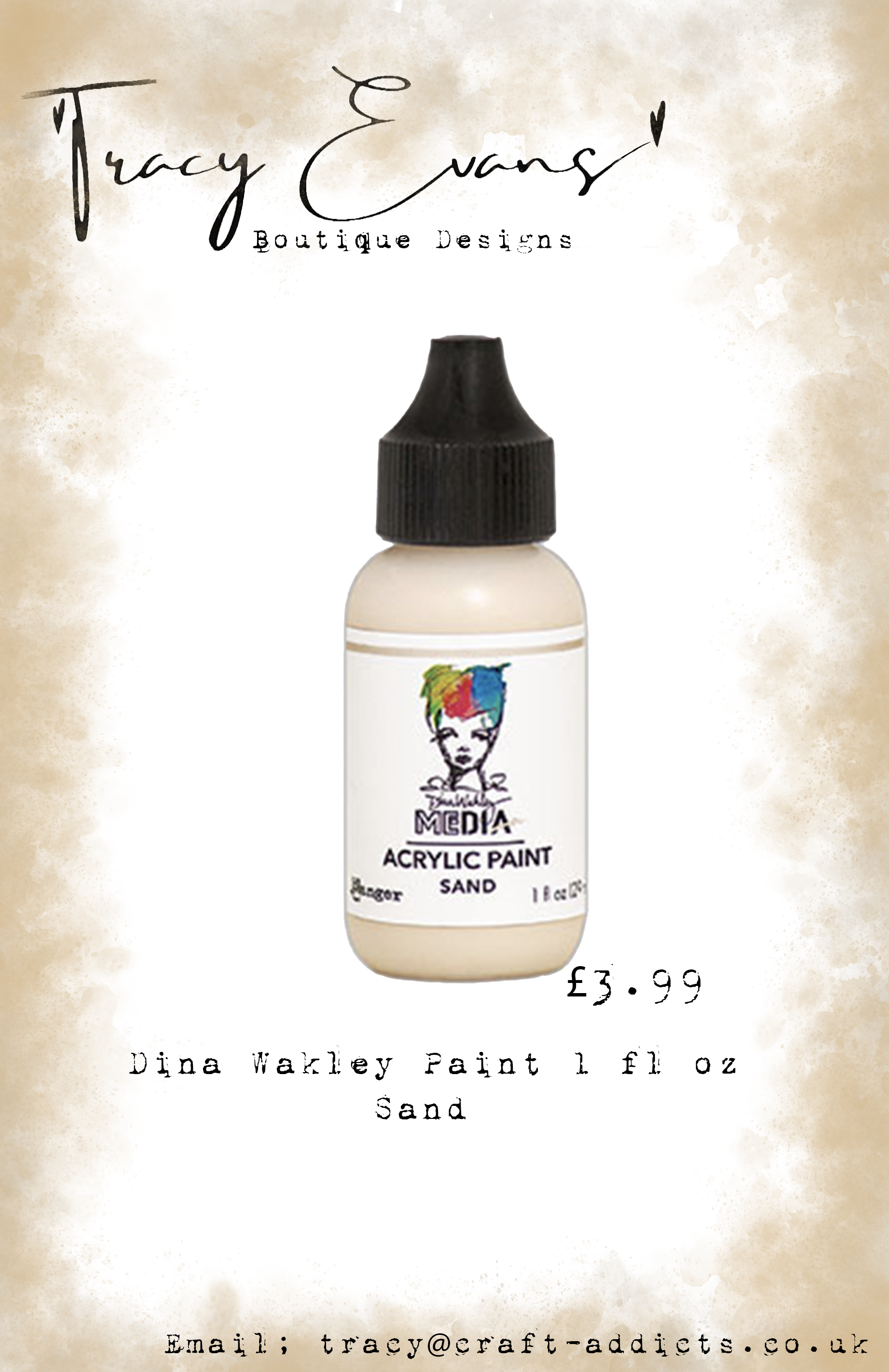 PA029 - Dina Wakley Paints Sand 1 fl oz – Tracy Evans Boutique Designs