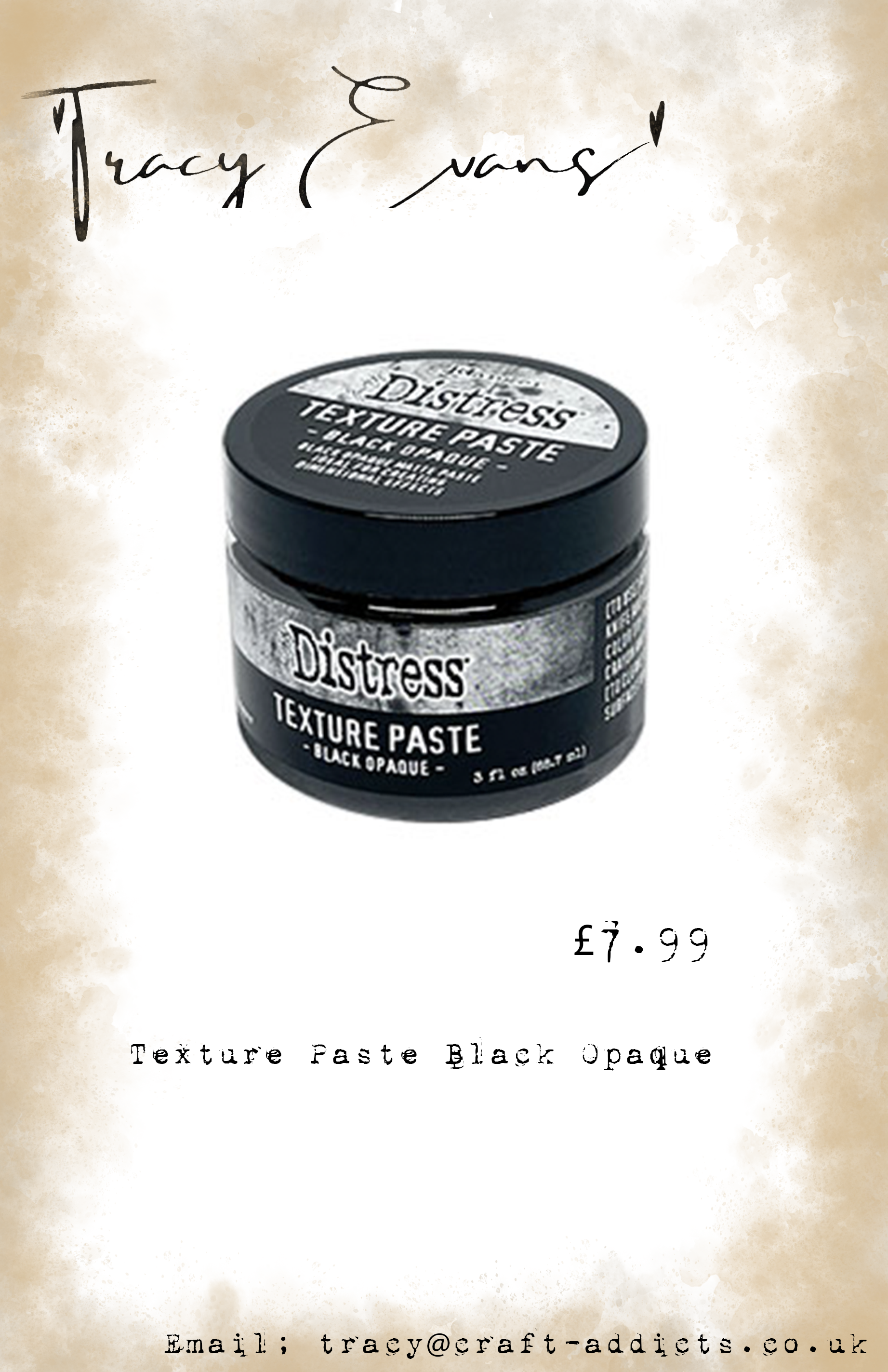 DI059 - Distress Texture Paste Black Opaque – Tracy Evans Boutique Designs