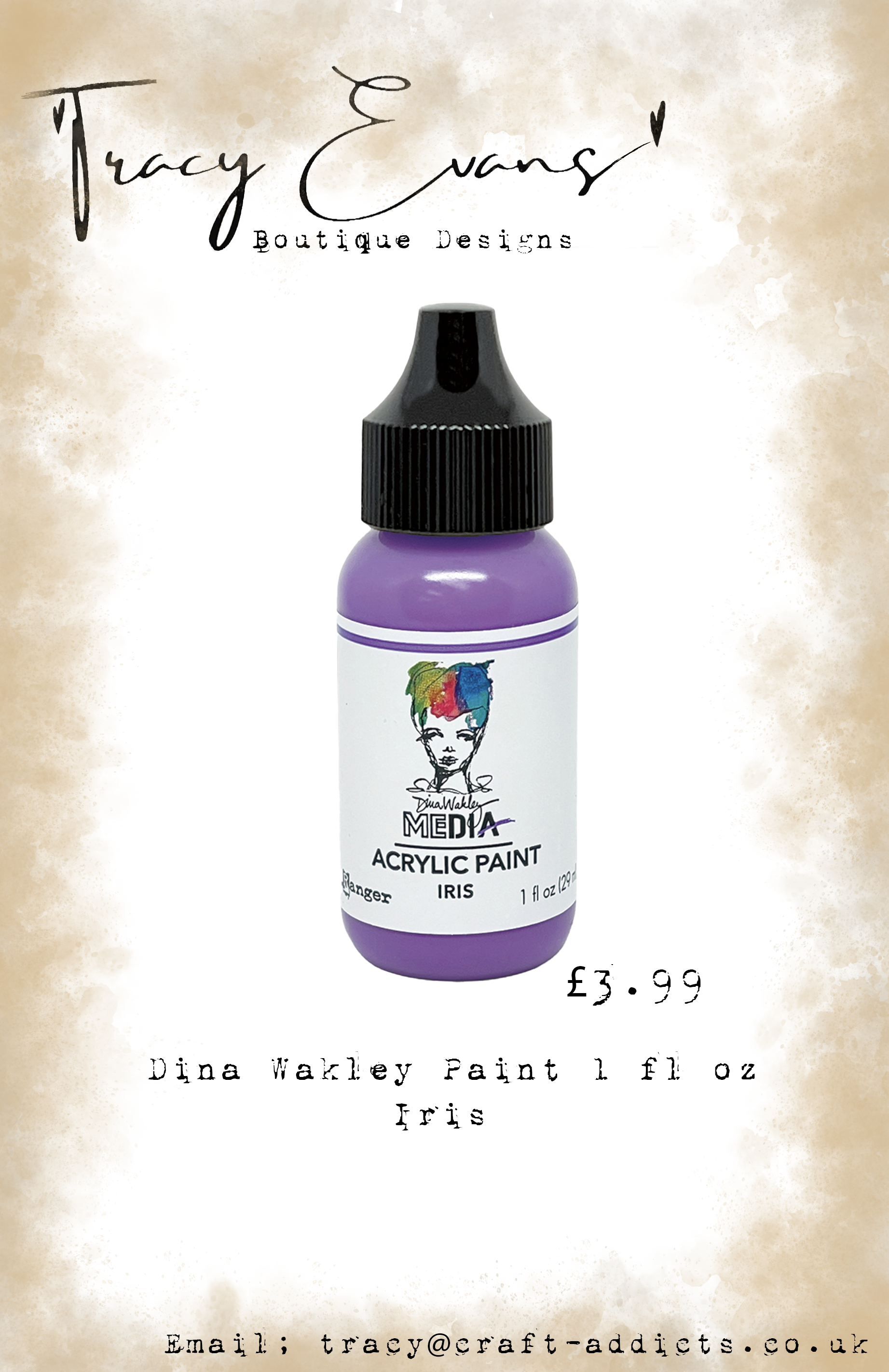 PA043 - Dina Wakley Paints Iris 1fl oz – Tracy Evans Boutique Designs
